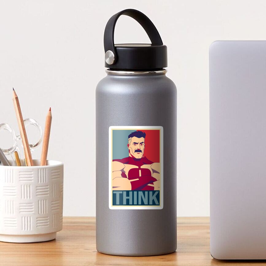 "Omni-Man - Think Poster" Sticker for Sale by PotatoGear | Redbubble