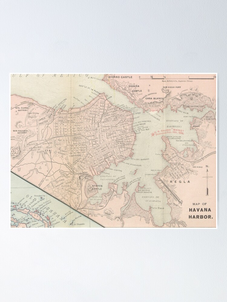 "Vintage Map of Havana Cuba (1898)" Poster for Sale by BravuraMedia ...