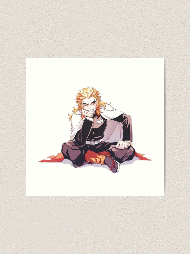 "Smiling Rengoku Kyojuro - Demon Slayer Corps Anime Sticker" Art Print ...