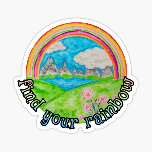 "Find Your Rainbow (multicolured writing)" Sticker for Sale by ...
