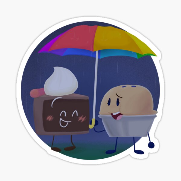 "BFDI Cake and Pie Rainy Day" Sticker for Sale by tangydreamz | Redbubble