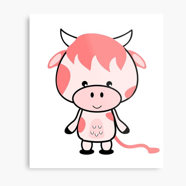 "Cute Kawaii Baby Raspberry Cow" Metal Print by lovelyandcute | Redbubble