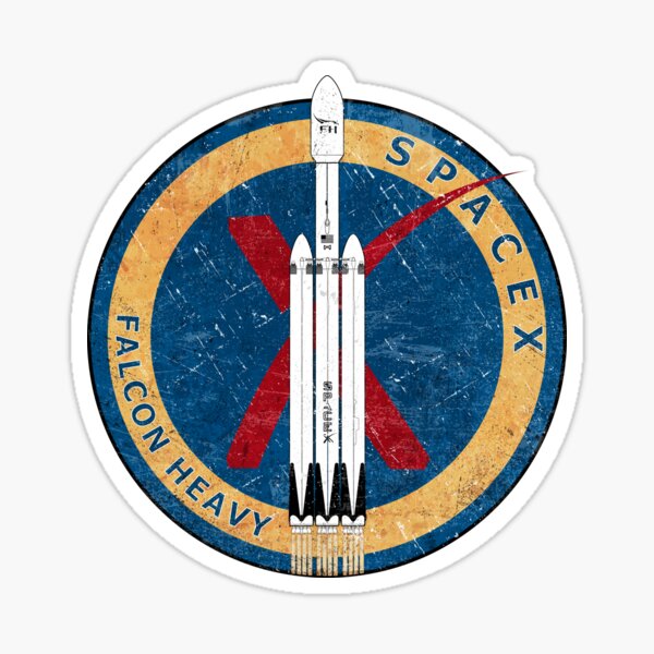 "SpaceX: Falcon Heavy Badge" Sticker for Sale by BGALAXY | Redbubble