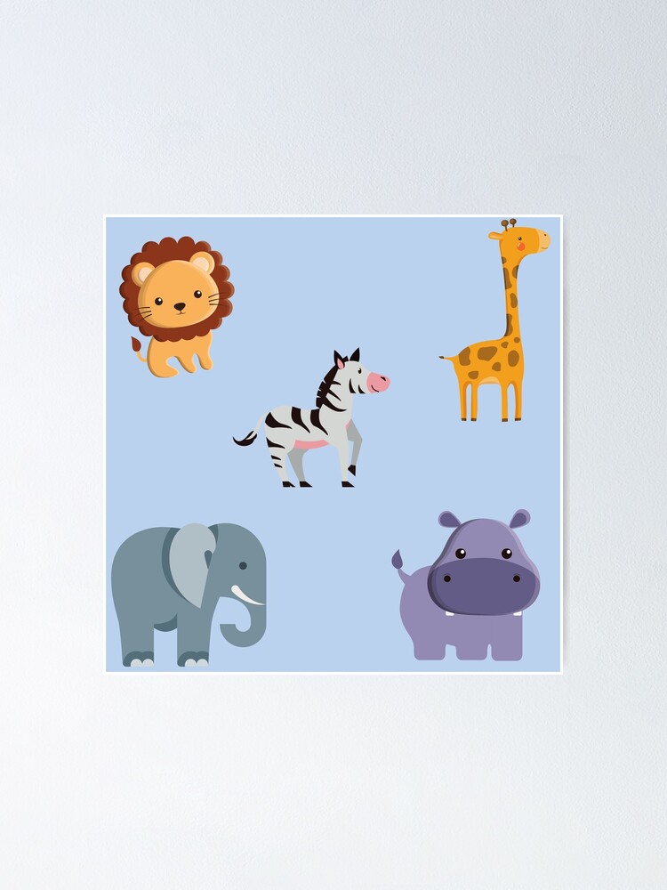 "Safari Animal Sticker Pack African Savanna Zoo Pack" Poster by ...