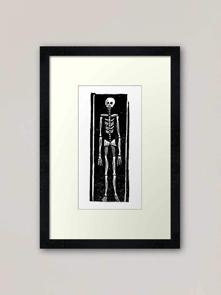 "Late Medieval Woodcut of Skeleton in Coffin" Framed Art Print for Sale ...