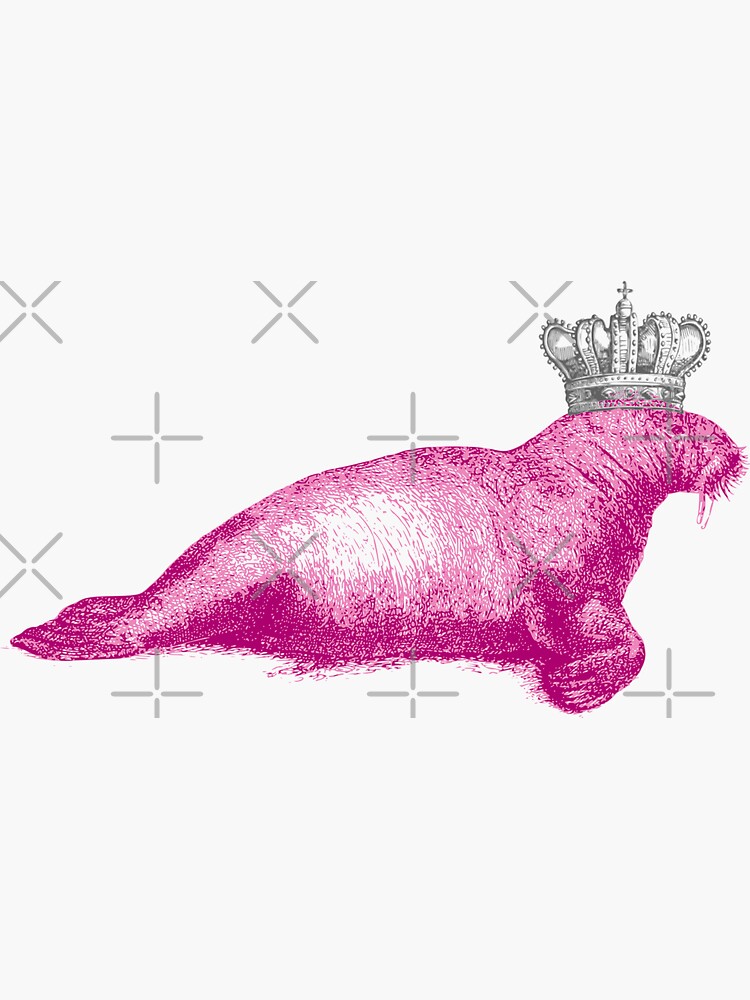 "pink walrus crown vintage fauna" Sticker for Sale by MiraNomegusta ...