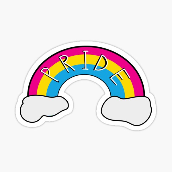 "Pan Pride Rainbow (stickers and pin)" Sticker by Rok0 | Redbubble