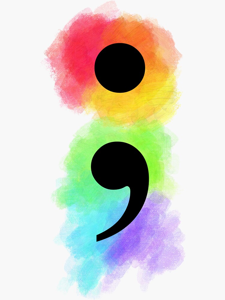 "Rainbow Semicolon" Sticker for Sale by dust-designs | Redbubble
