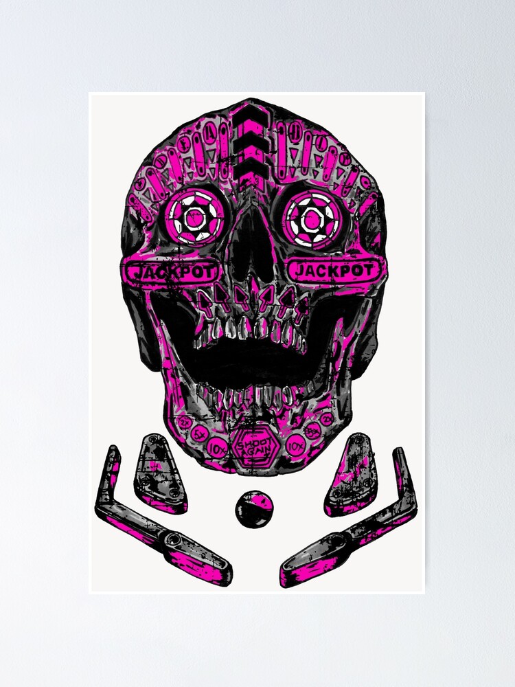 "Pinball Skull Pink" Poster for Sale by Deadlycustom | Redbubble