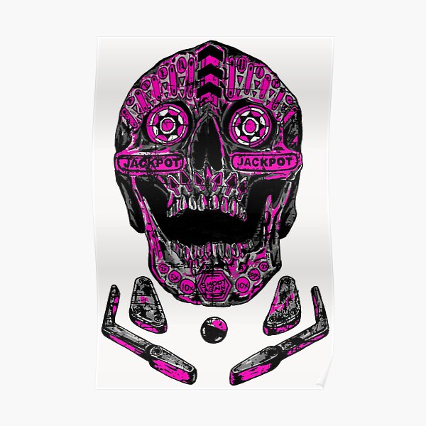 "Pinball Skull Pink" Poster for Sale by Deadlycustom | Redbubble