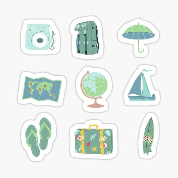 "Blue green outdoors holiday travel sticker pack" Sticker for Sale by ...