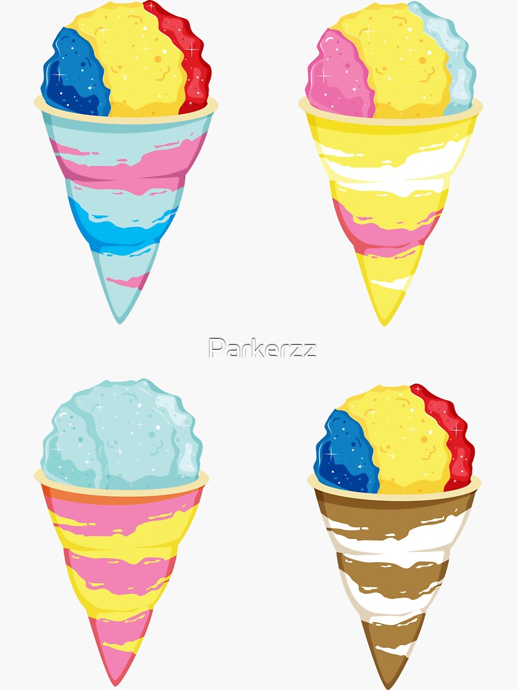 "Shave Ice Shaved Ice Snow Cone Set" Sticker by Parkerzz | Redbubble