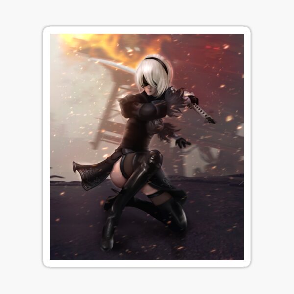 "Nier Automata 2B" Sticker for Sale by cyraeiart | Redbubble