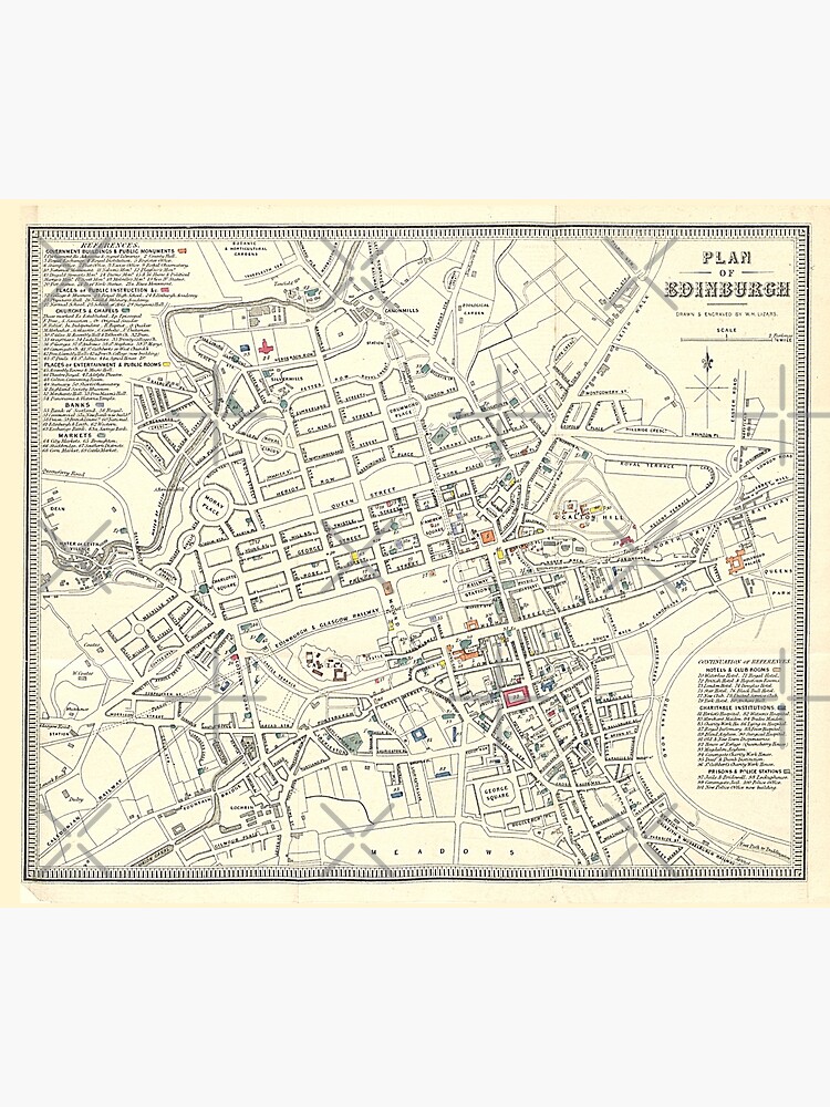 "Vintage Street Map of Edinburgh, Scotland 1850" Poster for Sale by ...