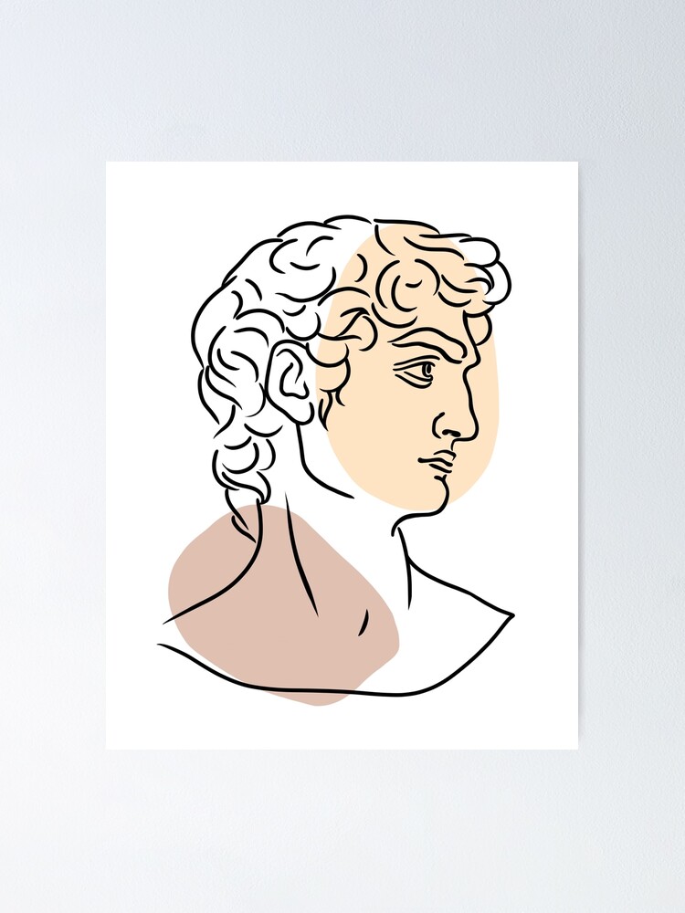"Ancient Greek Statue David Line Art. Male figure. Line portrait ...