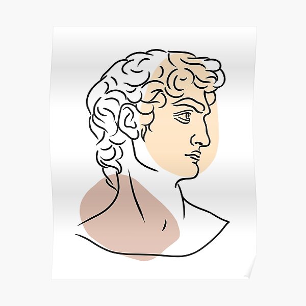 "Ancient Greek Statue David Line Art. Male figure. Line portrait ...