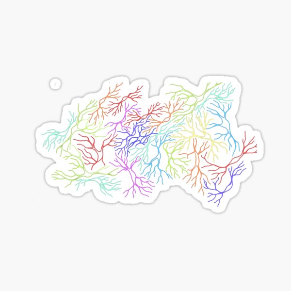 "Rainbow neurons on black background! (natural border)" Sticker for ...