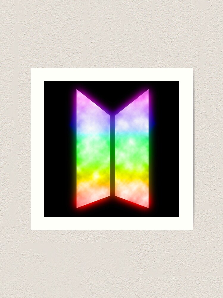 "BTS Logo Rainbow Glow Pride" Art Print by nymphalidae | Redbubble