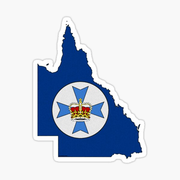 "Queensland Australia Map With Flag" Sticker for Sale by Havocgirl ...