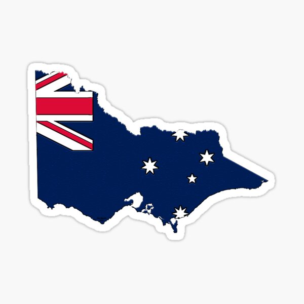 "Victoria Australia Map With Victoria State Flag" Sticker for Sale by ...