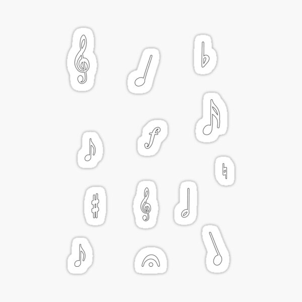 "Cute Simple Black And White Music Notes Pack Set" Sticker for Sale by ...