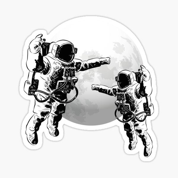 Pegatina «Los astronautas y la luna. Camisetas» de Tami-21 | Redbubble