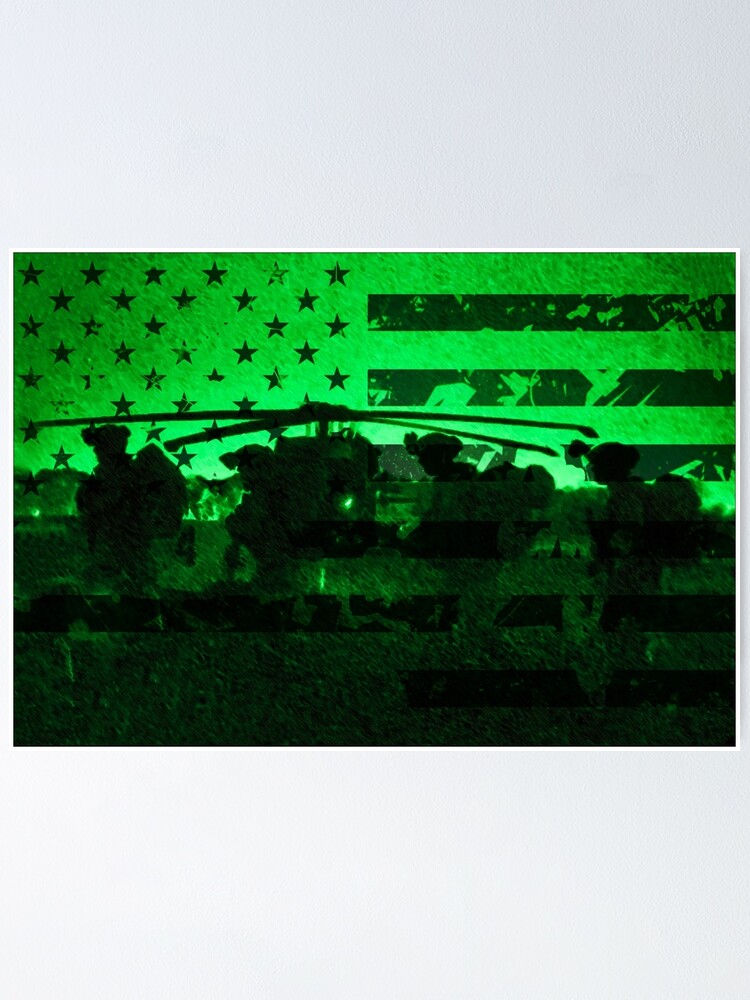 "Military Night Operations with American Flag" Poster for Sale by ...