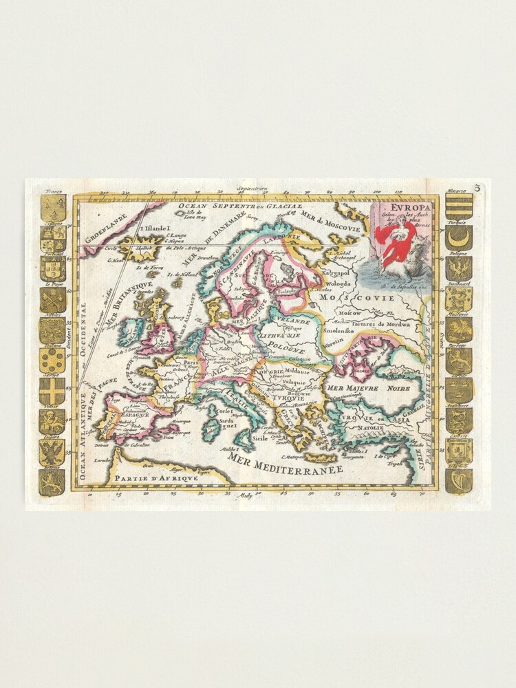 "Vintage Map of Europe (1706)" Photographic Print by BravuraMedia ...