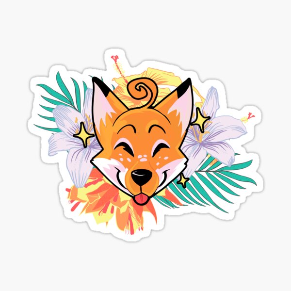 "Furry Foxie cute flowers" Sticker by VHusky | Redbubble