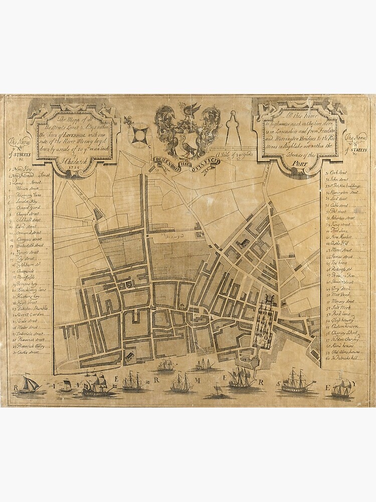 Vintage Map of Liverpool England (1725) Premium Matte Vertical Poster ...