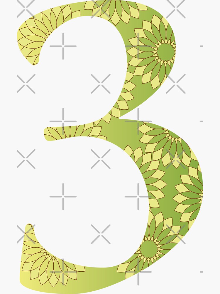 "Number THREE sticker" Sticker by SakiOno | Redbubble