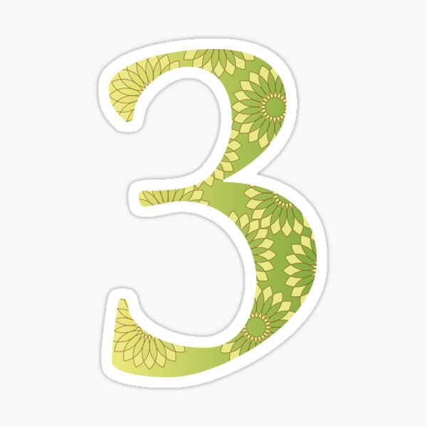 "Number THREE sticker" Sticker by SakiOno | Redbubble