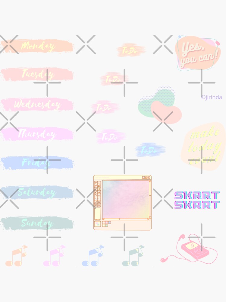 "Pastel Aesthetic Bullet Journal Sticker Pack" Sticker by jirinda ...