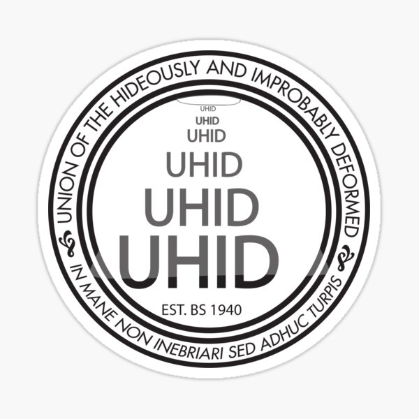 "UHID - Black Outline" Sticker by missmordant | Redbubble