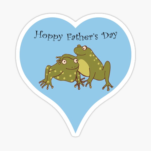 "Hoppy Father's Day Cute Frogs Blue Heart " Sticker for Sale by SkoStu ...