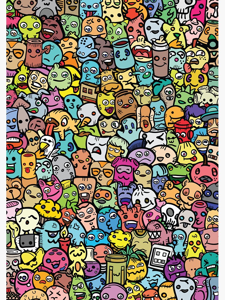"Overpopulation of characters" Sticker by unclefreddesign | Redbubble