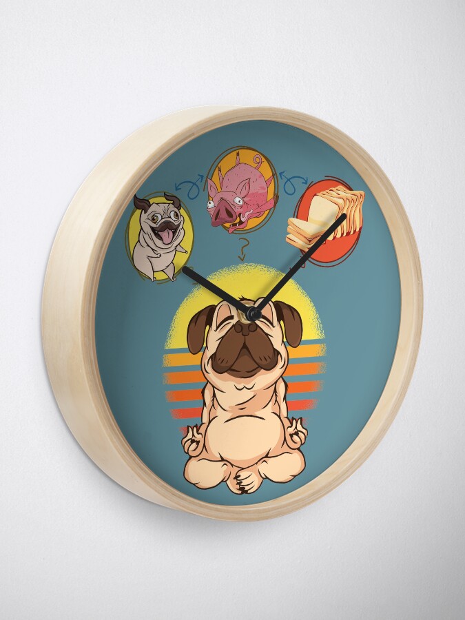 Reloj «Divertido yoga Pug, pan de cerdo perro, mal funcionamiento de la ...