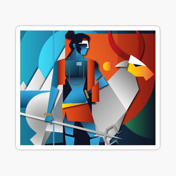 "Shiva and Nandi" Sticker for Sale by abhishapes | Redbubble