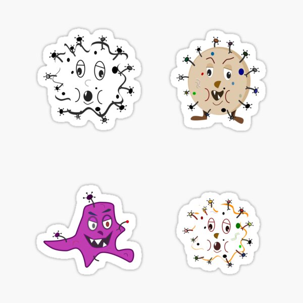 Pegatina «Paquete de pegatinas de microbios. Diseño de bacterias para ...