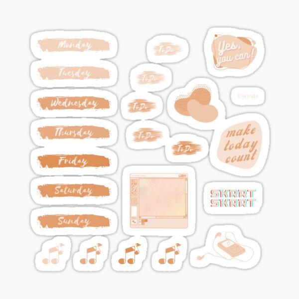 "Soft Brown Aesthetic Bullet Journal Sticker Pack" Sticker for Sale by ...