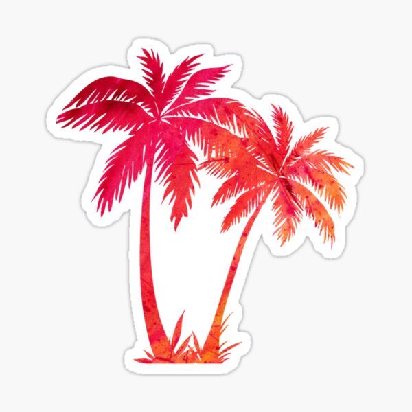 "Pink and Orange Sunset Palm Tree " Sticker for Sale by Dalaura | Redbubble