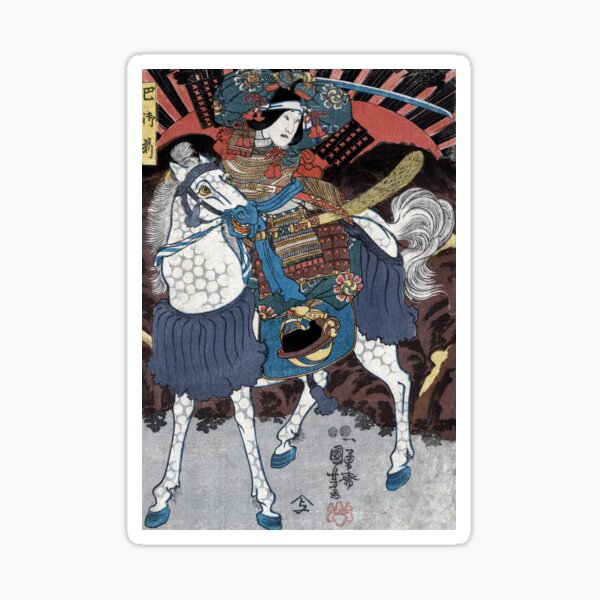 "Tomoe Gozen, Female Samurai Warrior on Horseback, Japan" Sticker by ...