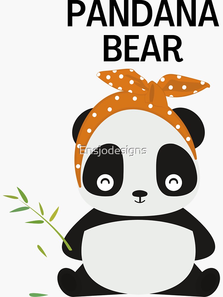 "Cute Panda Bear Wearing a Bandana Loving His Bandana and Bamboo ...