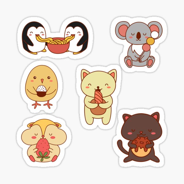 "Cute Animals Eating Foods" Sticker for Sale by Thestickersify | Redbubble