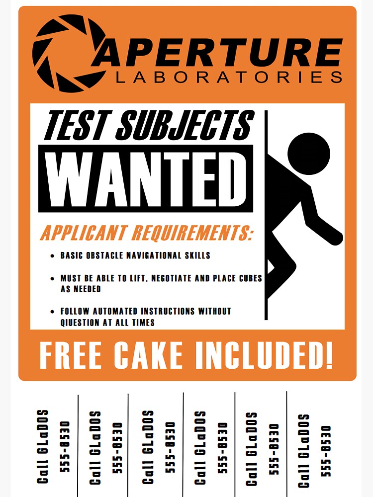 "Portal Aperture Science Recruitment Poster" Sticker for Sale by ...