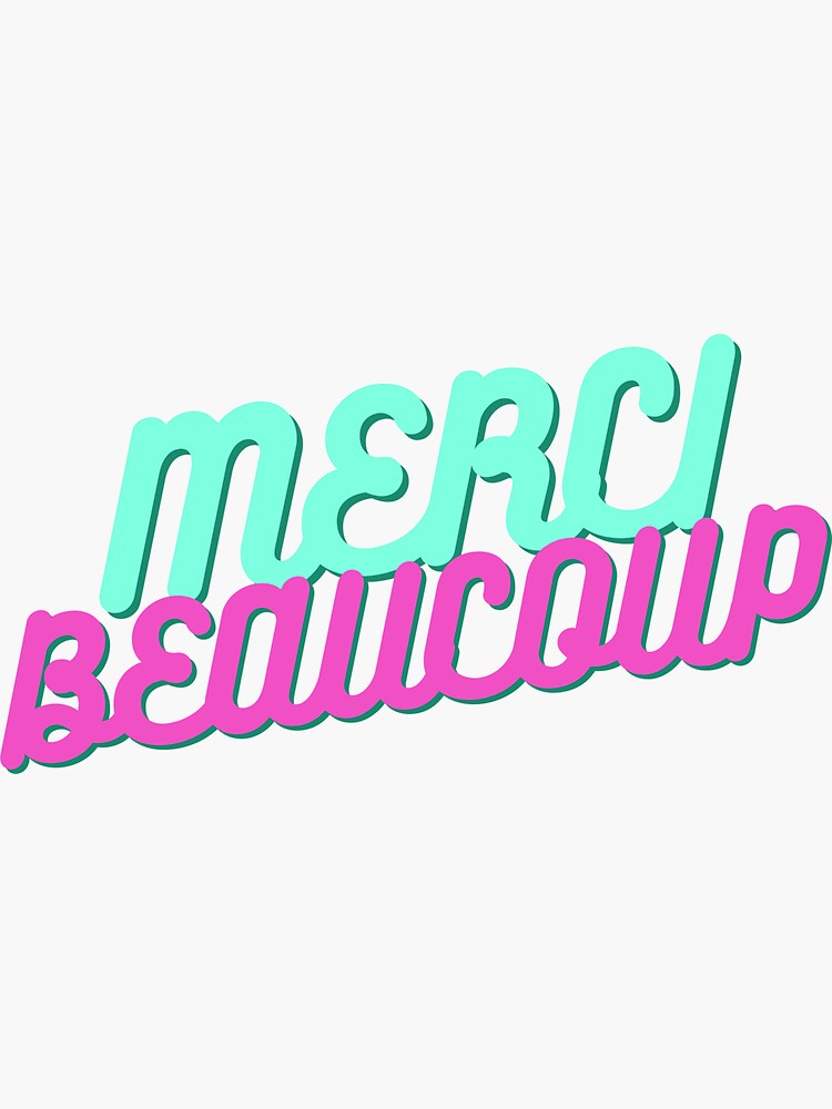 "Merci Beaucoup French Text Design" Sticker for Sale by Voici | Redbubble