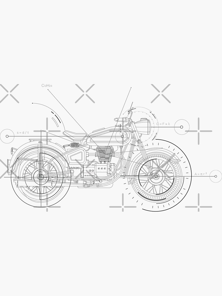 "Vintage Indian Motorcycle Blueprint" Sticker for Sale by origato ...