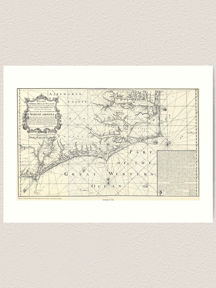 "Vintage Map of Eastern North Carolina (1738)" Art Print for Sale by ...