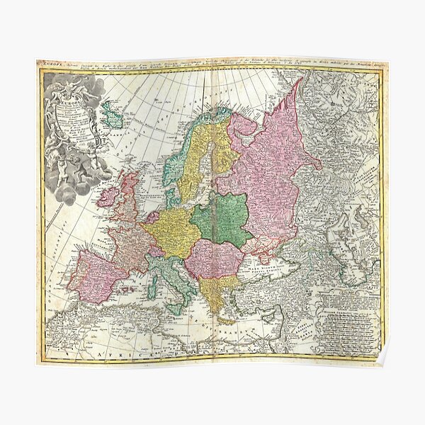 "Vintage Map of Europe (1743)" Poster by BravuraMedia | Redbubble