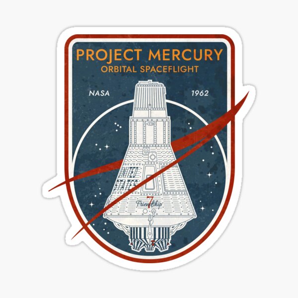 "Project Mercury. Orbital Spaceflight. NASA 1962" Sticker by BGALAXY ...